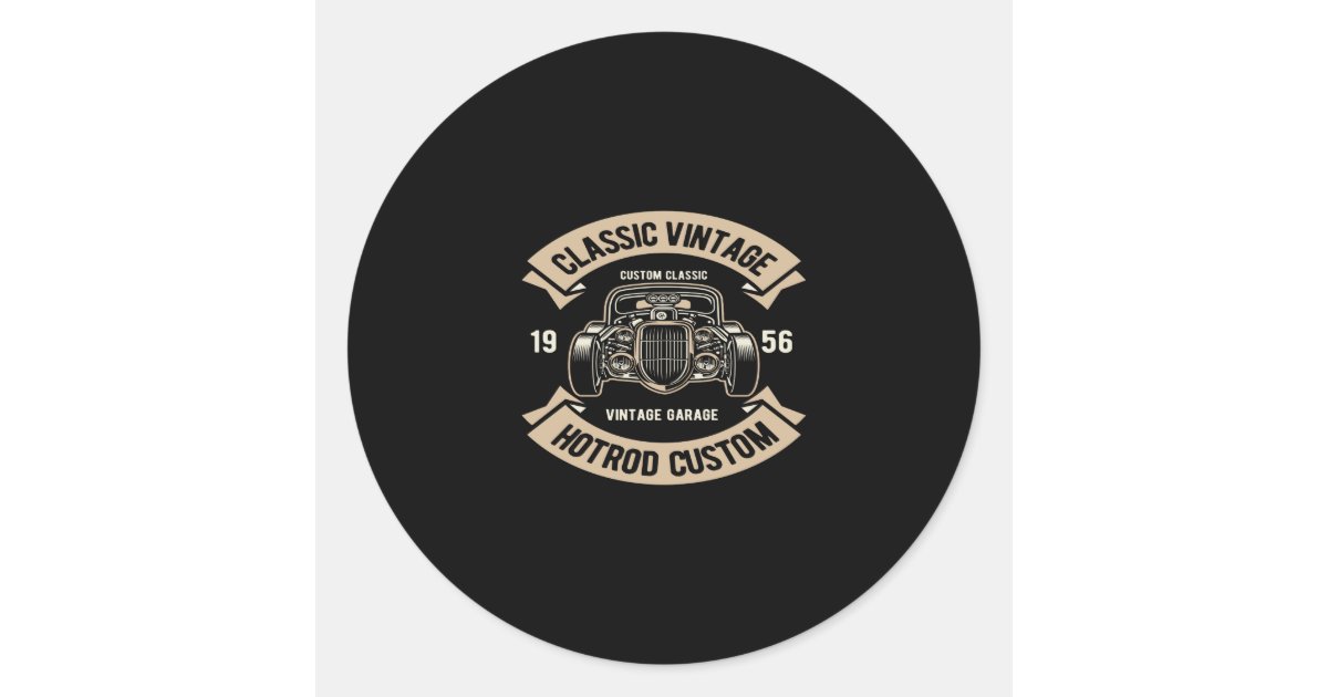 classic vintage hot rod custom classic round sticker | Zazzle