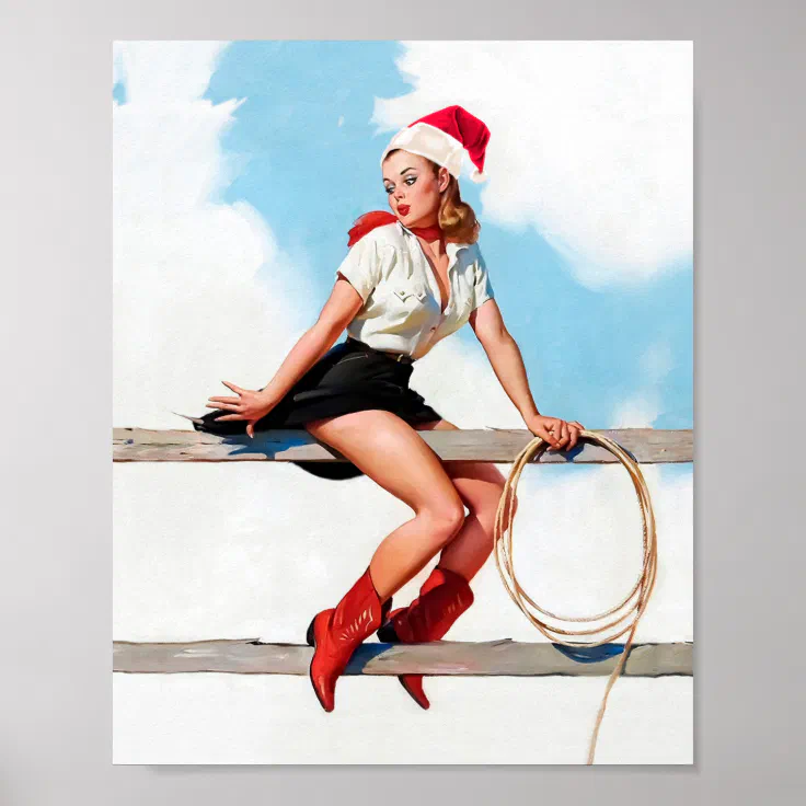 Classic Vintage Pin Up Girl Sexy Hot Christmas Poster Zazzle