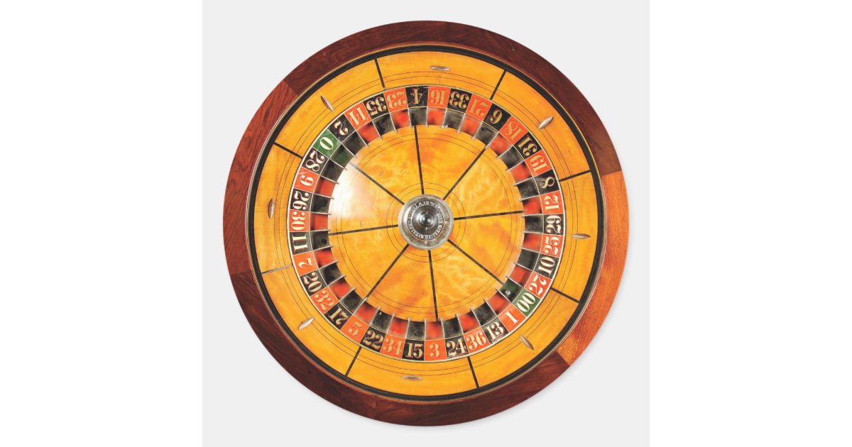 Classic Wooden Roulette Wheel Round Stickers | Zazzle