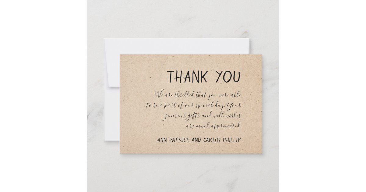 CLASSICAL HANDWRITTEN THANK YOU CARD - KRAFT PAPER | Zazzle