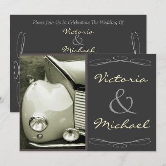 Classical Vintage Motor Wedding Invitation | Zazzle