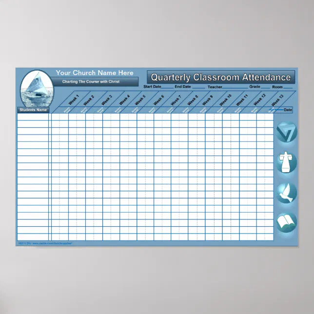 Classroom Attendance Wall Poster | Zazzle