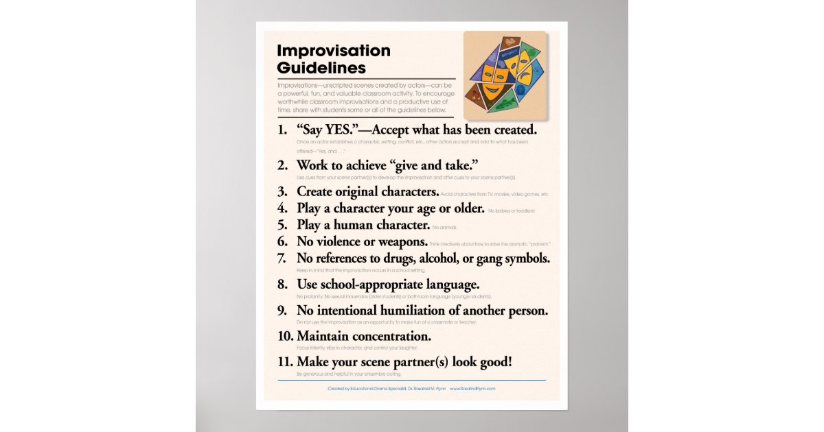 Classroom Improvisation Guidelines Poster | Zazzle