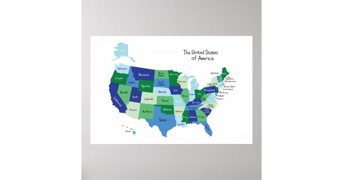 Classroom United States Map Poster | Zazzle