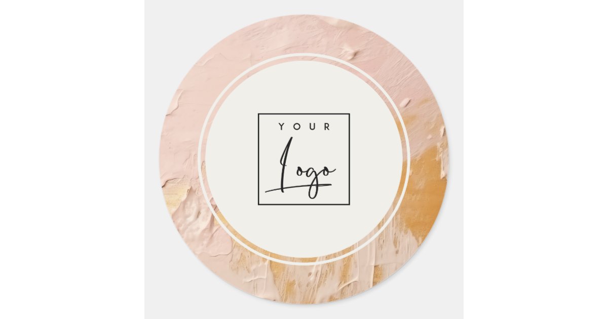 Classy Bush Pink Gold Oil Paint Logo Business Classic Round Sticker ...