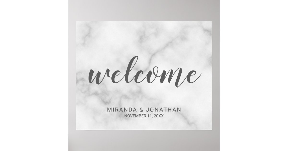 Classy Elegant White Marble Wedding Welcome Sign | Zazzle