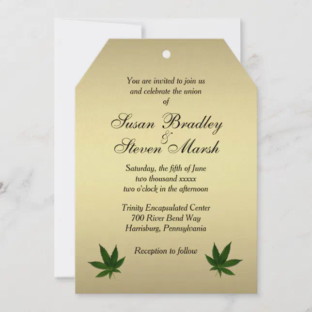 Classy Gold Weed Ticket Wedding Invitation | Zazzle