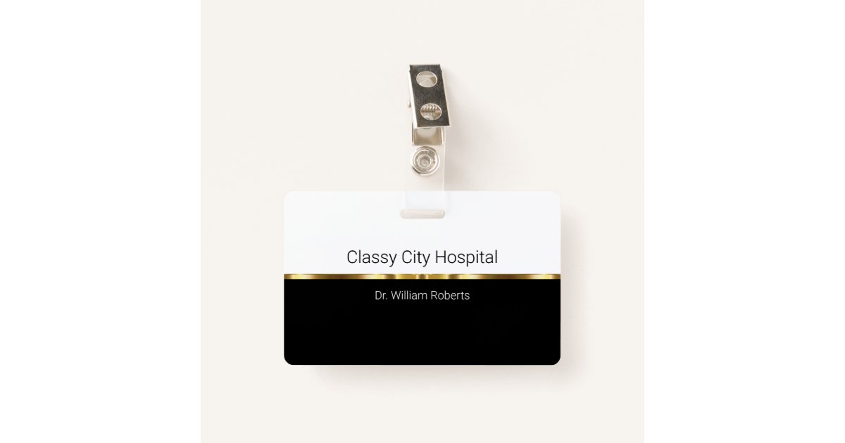 Classy Hospital Staff ID Name ID Badge | Zazzle