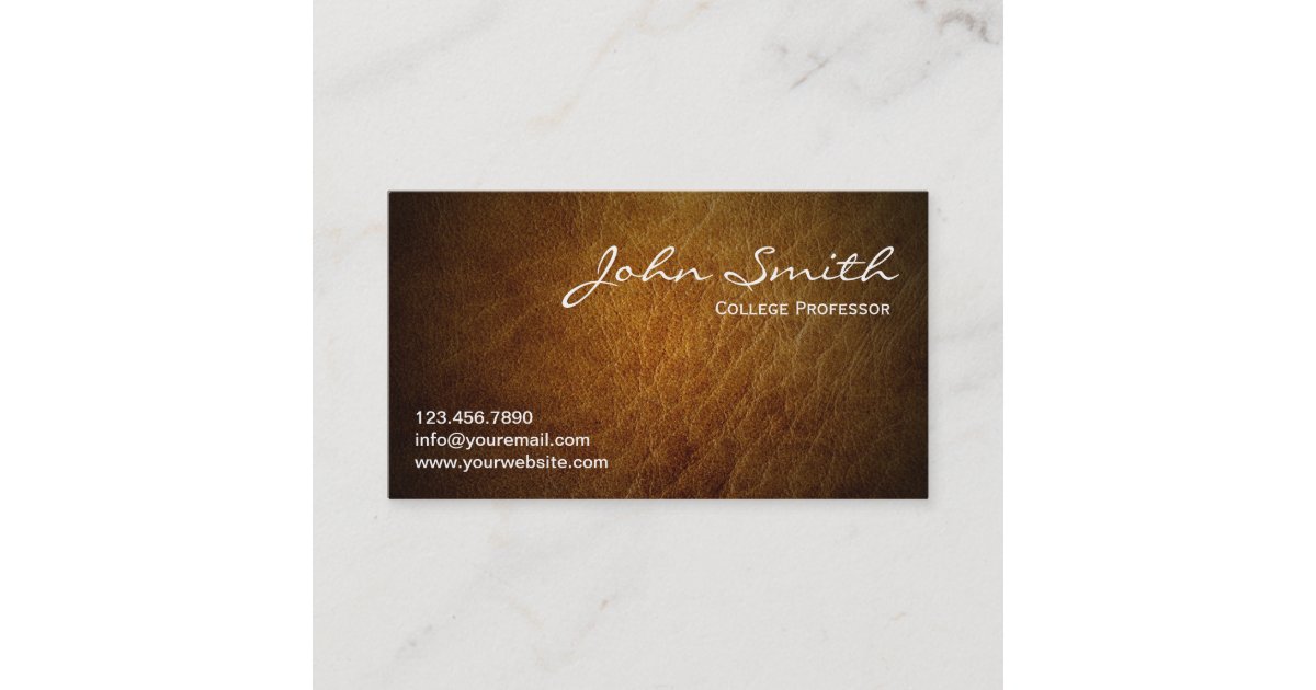 Classy Leather College Professor Business Card | Zazzle