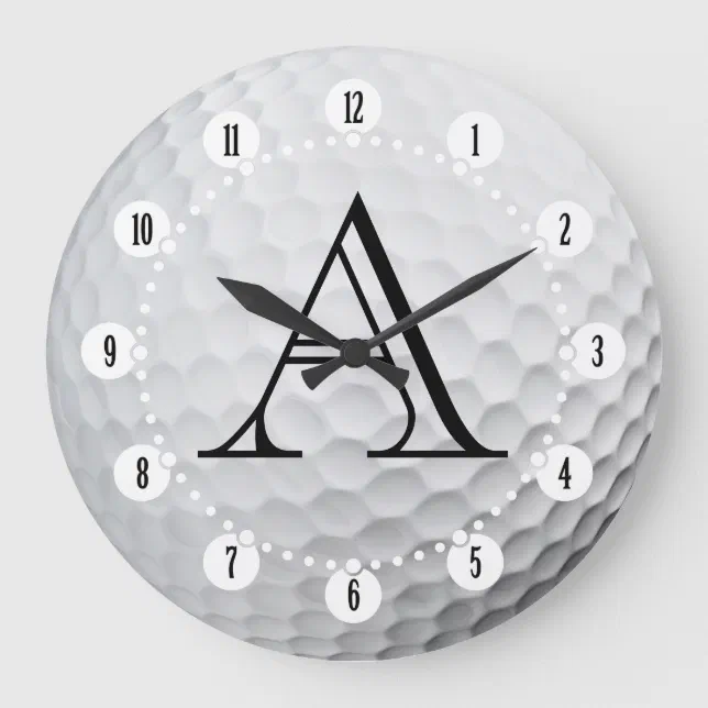 Classy Monogram | Golf Sport Gifts Large Clock | Zazzle