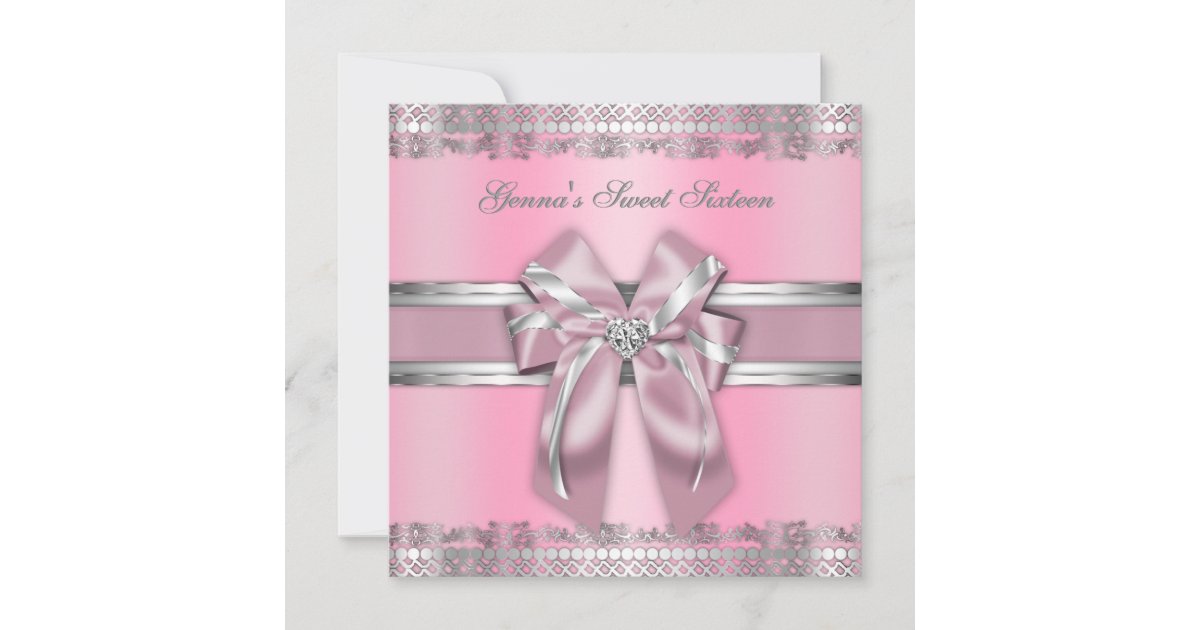 Classy Pink and Silver Invite | Zazzle