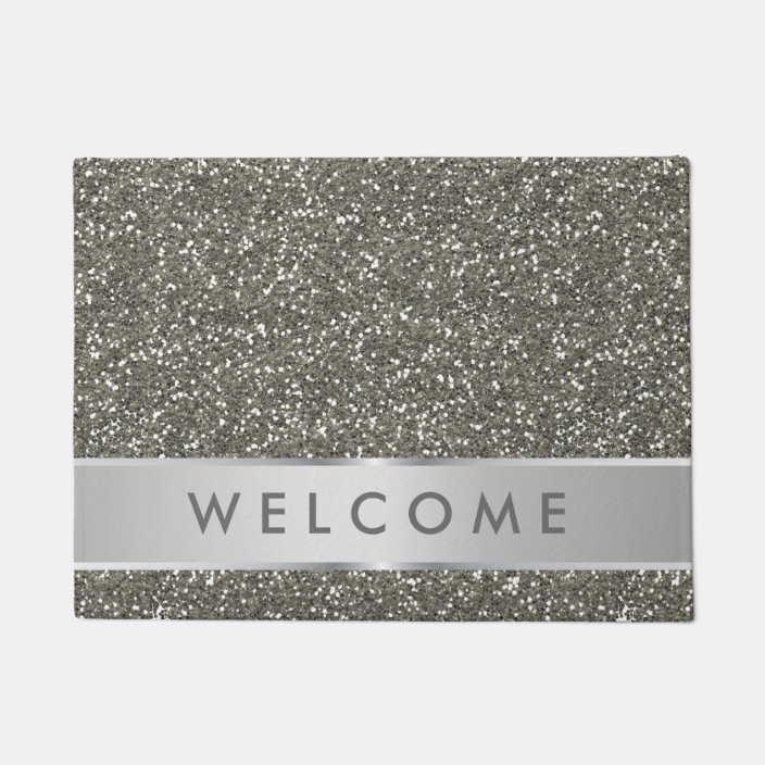 Classy Silver Glitter Look Welcome Doormat | Zazzle.co.uk