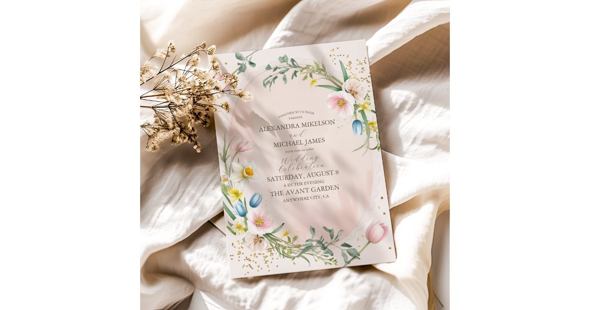 Classy Spring Wildflower Meadow Garden Wedding Invitation | Zazzle
