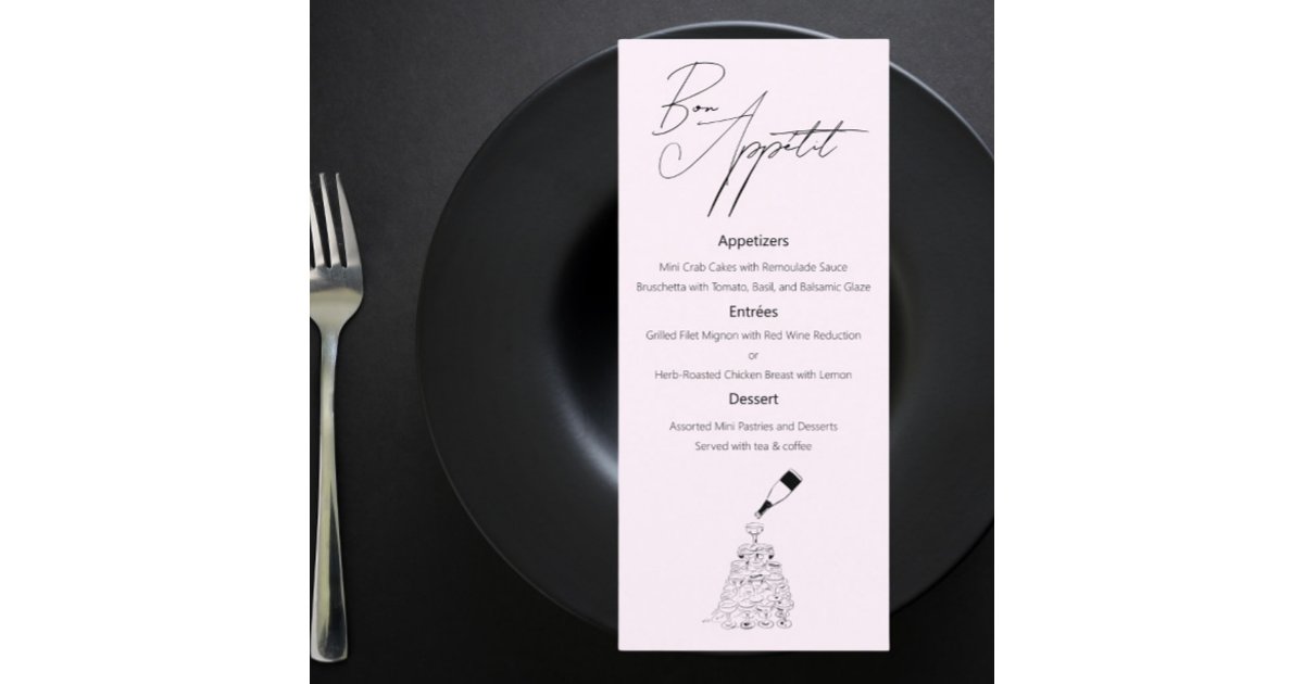 Classy Wedding menu with sketch drawing | Zazzle