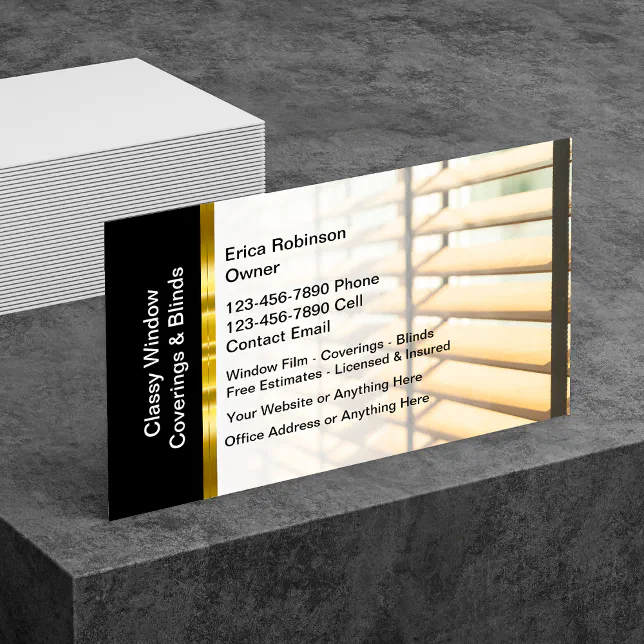 Classy Window Coverings And Blinds Business Card | Zazzle