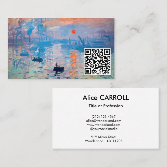 Claude Monet - Impression, Sunrise - QR Code Business Card | Zazzle