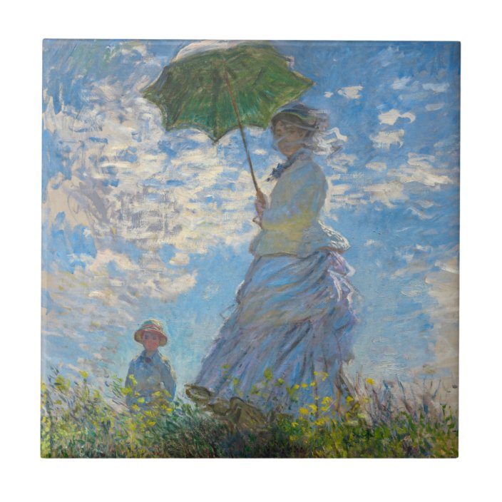 Claude Monet - The Promenade, Woman with a Parasol Tile | Zazzle.co.uk
