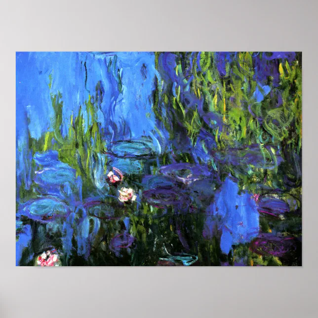 Claude Monet: Water-Lilies, blue indigo Poster | Zazzle