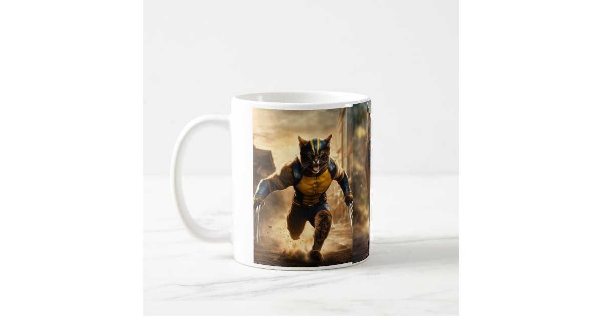 Claws and Coffee: Cat Wolverine Print Mug | Zazzle