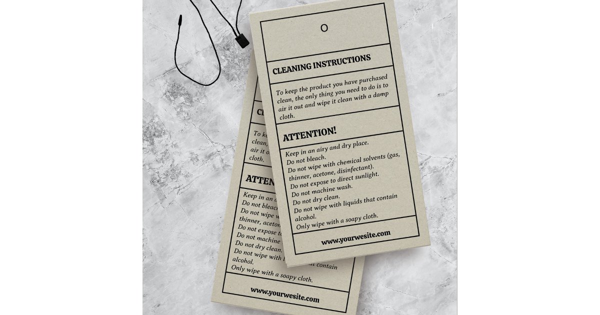 Cleaning Instructions Product Care Hang Tag Card | Zazzle