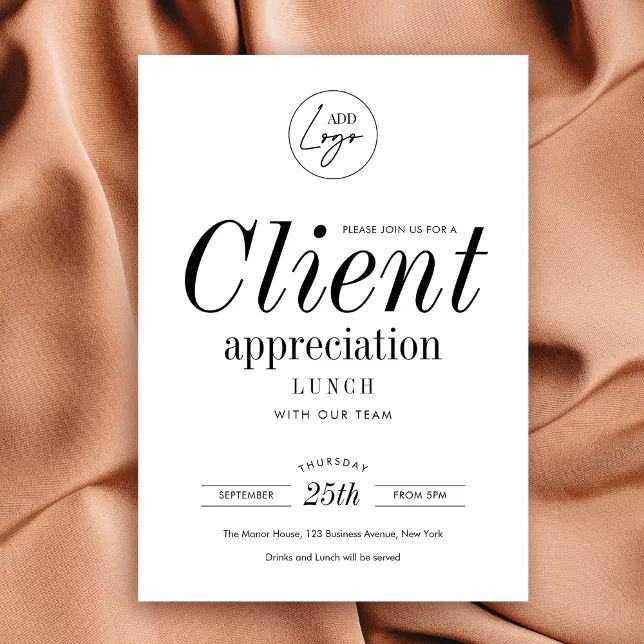 Client Appreciation Event Minimalist Logo Business Invitation | Zazzle