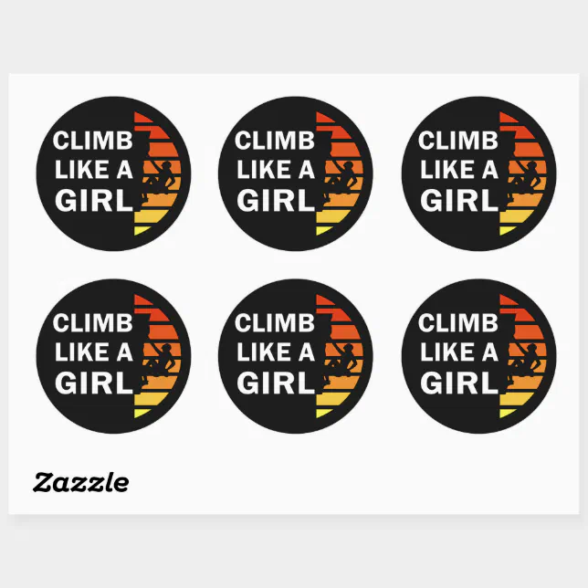 Climb like a girl rock climbing woman classic round sticker | Zazzle