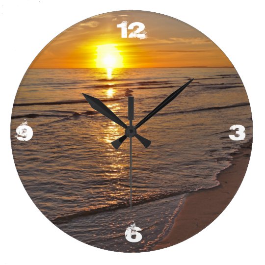 Clock: Sunset by the Beach Large Clock | Zazzle.co.uk
