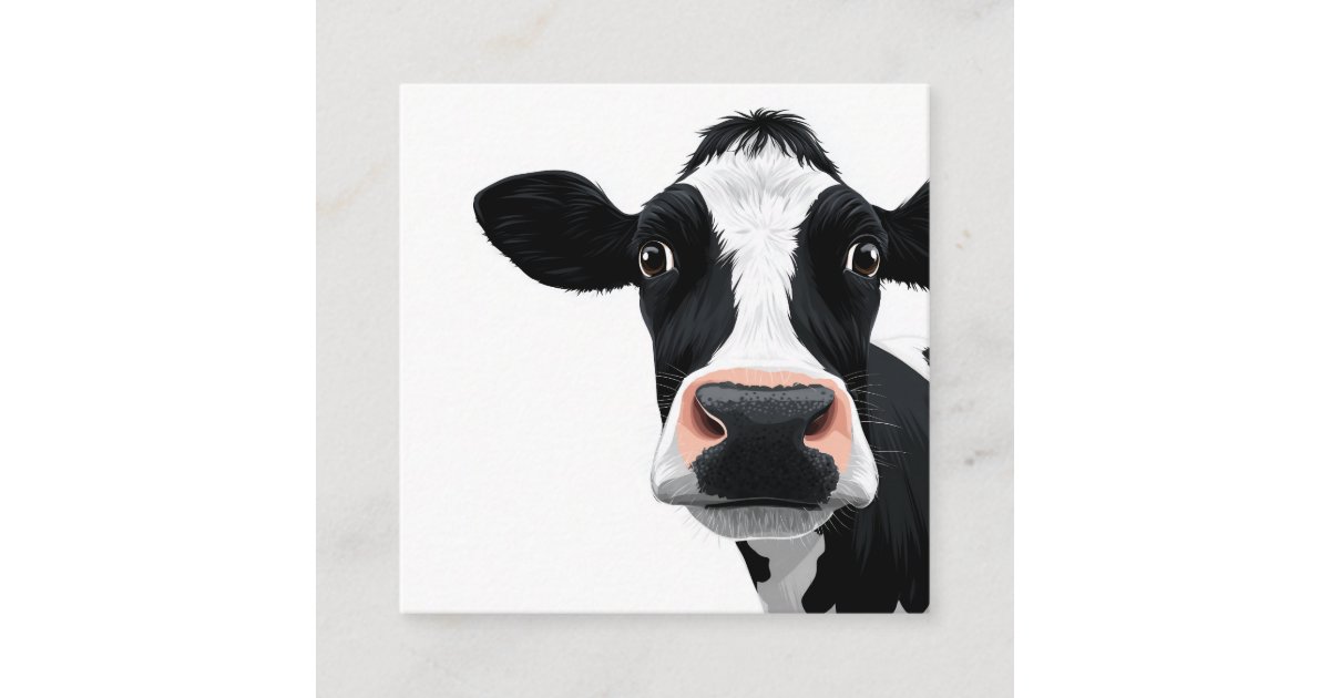 Close-Up Cow Curiosity Square Business Card | Zazzle