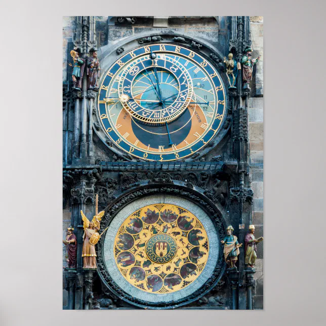 Closeup on Prague Astronomical Clock Poster | Zazzle