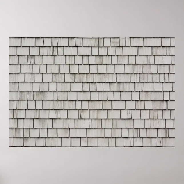Closeup photo of grey roof shingles poster | Zazzle