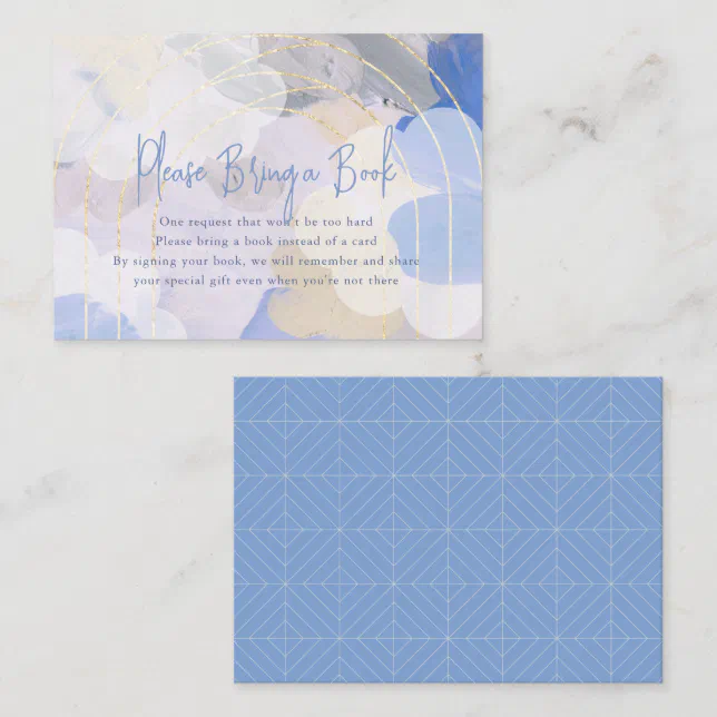 Cloud 9 Gouache Baby Shower Please Bring a Book Enclosure Card | Zazzle