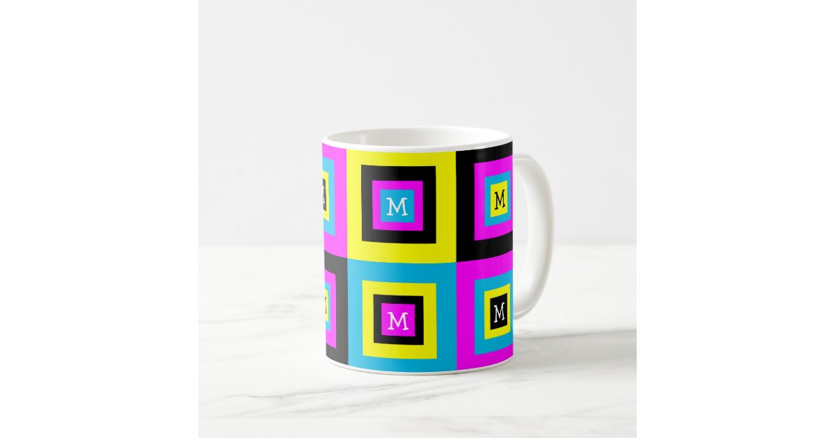 CMYK Graphic Designer Squares Monogram Coffee Mug | Zazzle
