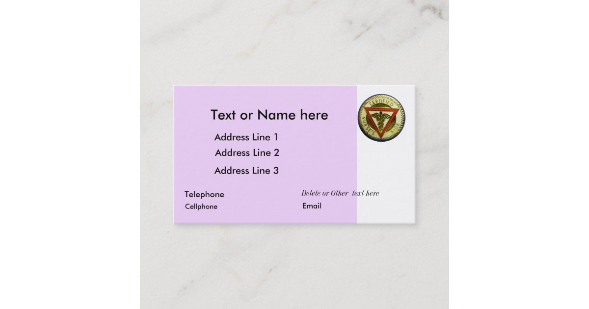 CNA business card template | Zazzle