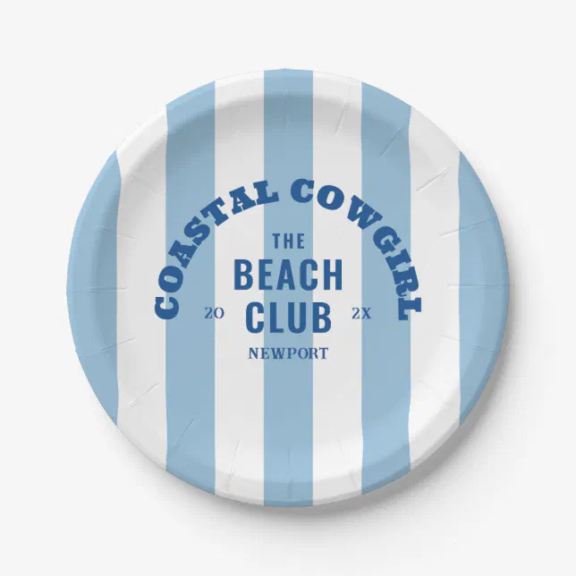 Coastal Cowgirl The Beach Club Denim Blue Paper Plate | Zazzle