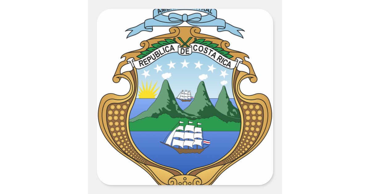 Coat of arms of Costa Rica - Escudo de Costa Rica Square Sticker | Zazzle
