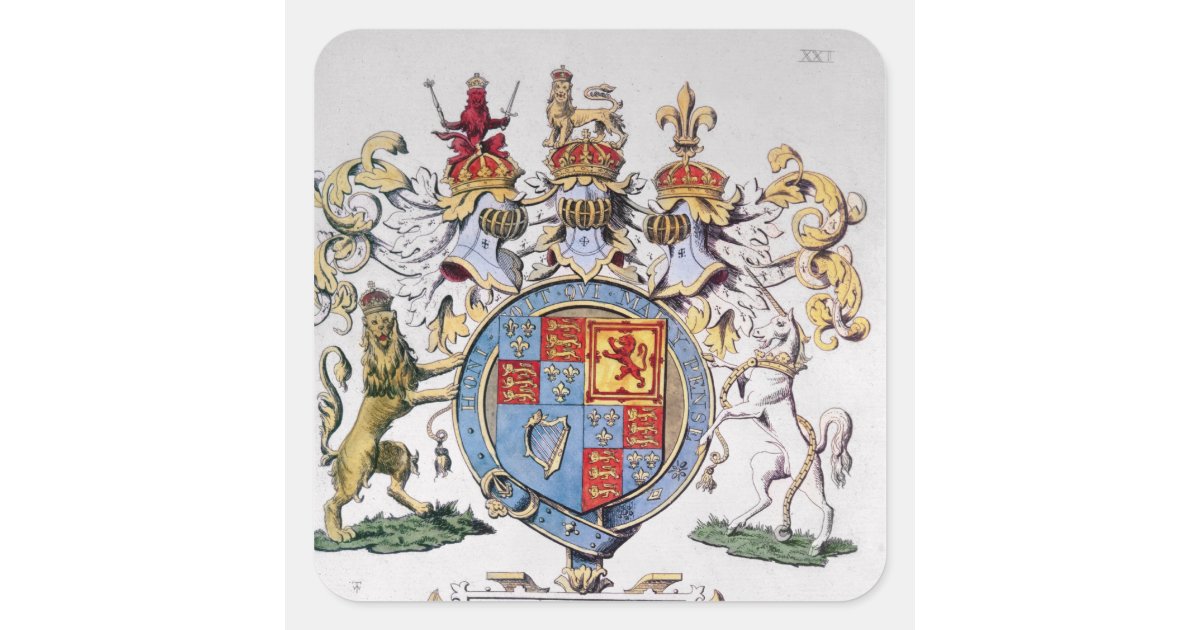 Coat of Arms of King James I of England Square Sticker | Zazzle