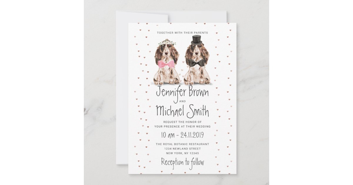 Cocker Spaniel bride groom valentines Wedding Dog Invitation | Zazzle