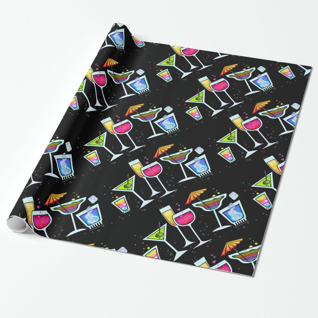 Cocktail Party Glasses WRAPPING PAPER | Zazzle