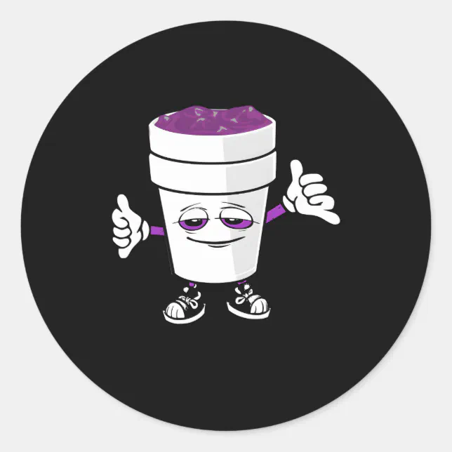 Codeine Purple Drank Sizzurp Double Cup Lean Classic Round Sticker | Zazzle
