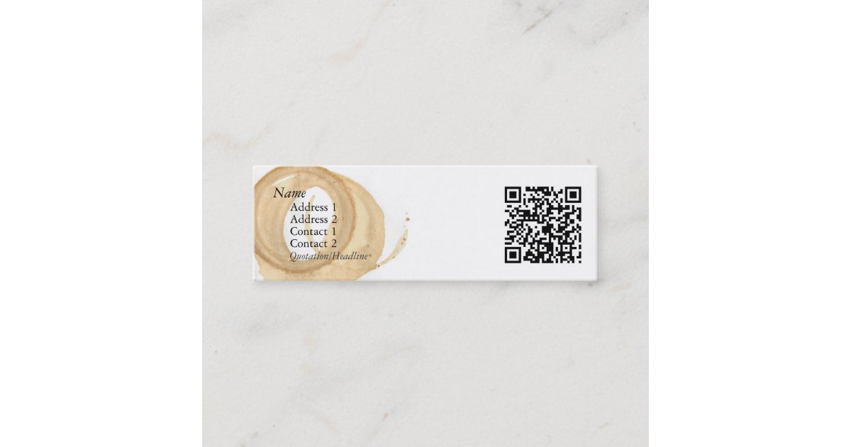 Coffee Cup Stain w/ QR Code Mini Business Card | Zazzle