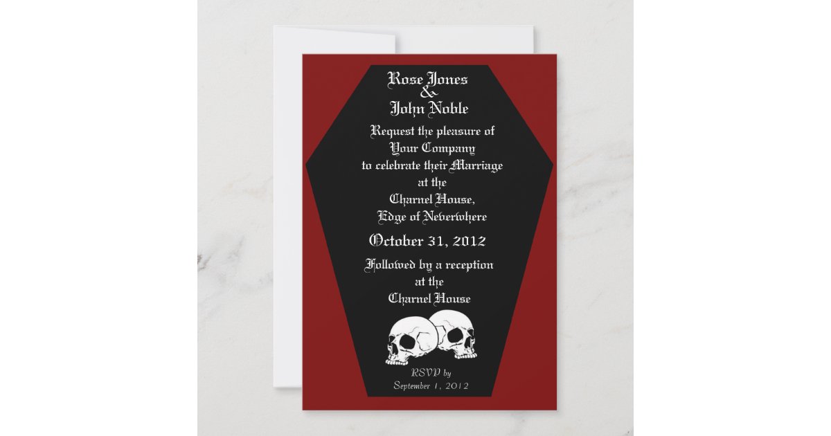 Coffin Ebony (Red) Wedding Invitation | Zazzle