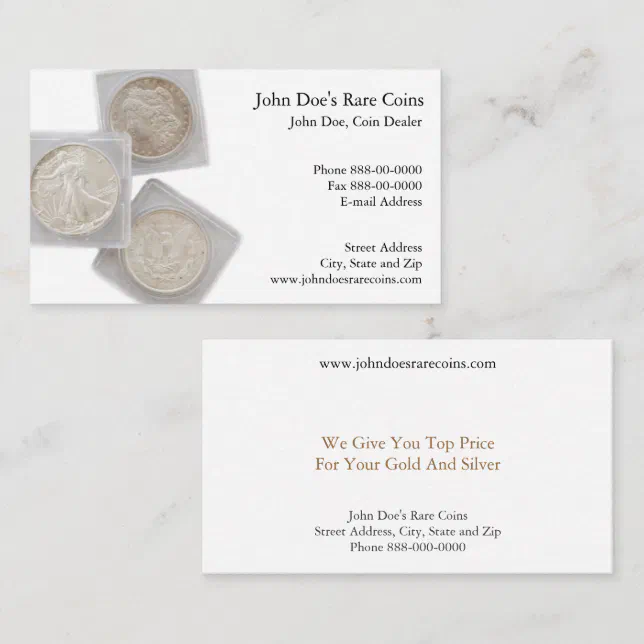 Coin Dealer Business Card | Zazzle