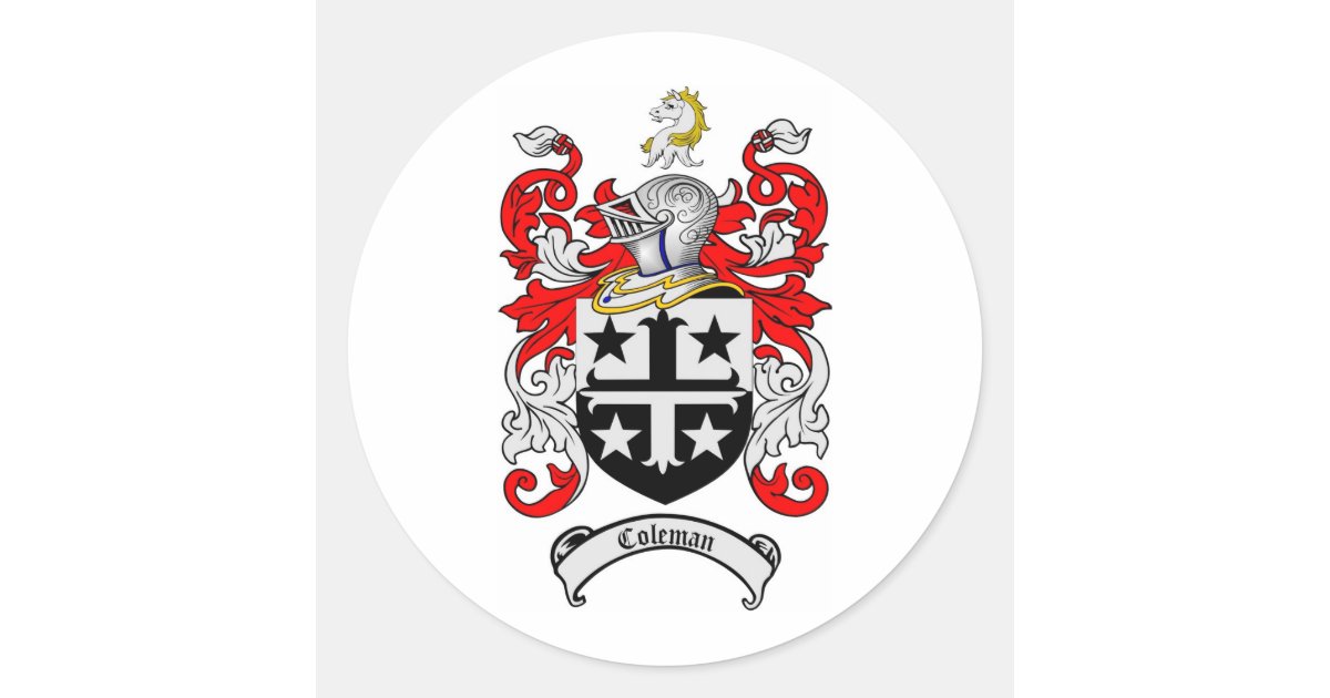 COLEMAN FAMILY CREST - COLEMAN COAT OF ARMS CLASSIC ROUND STICKER | Zazzle