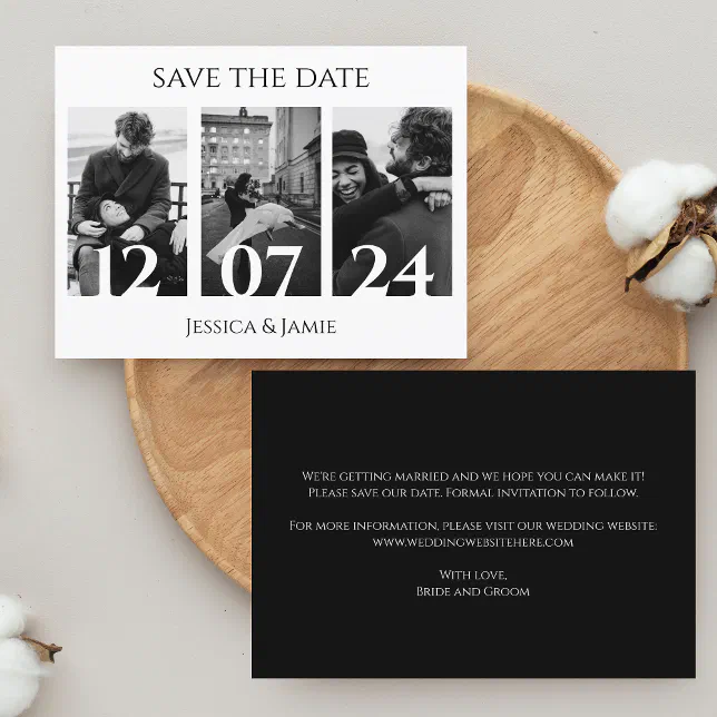 Collage Photo Save the Date Overlay Modern Trendy Announcement Postcard ...