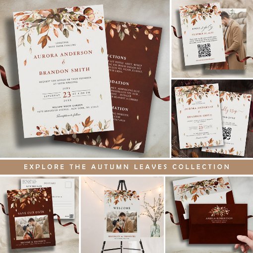 Fall Autumn Leaves Rustic Country Boho Wedding In Invitation | Zazzle