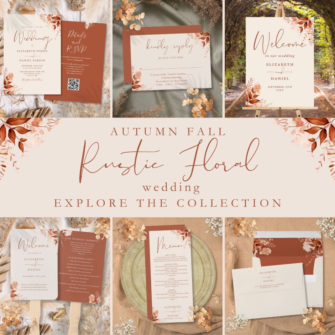 Autumn Fall Rustic Floral Script Wedding Save The Date | Zazzle