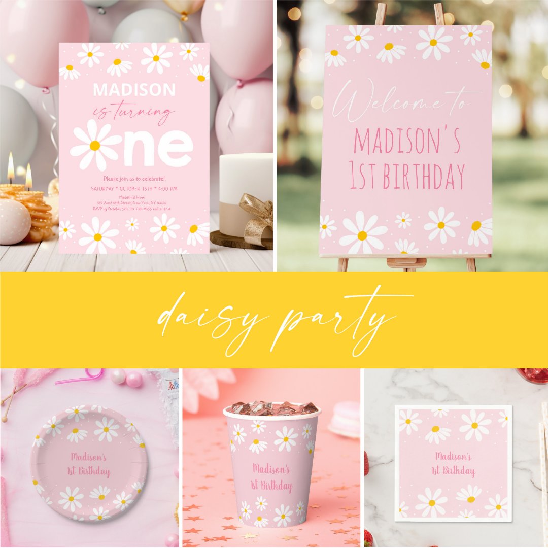 Daisy First Birthday Invitation | Zazzle