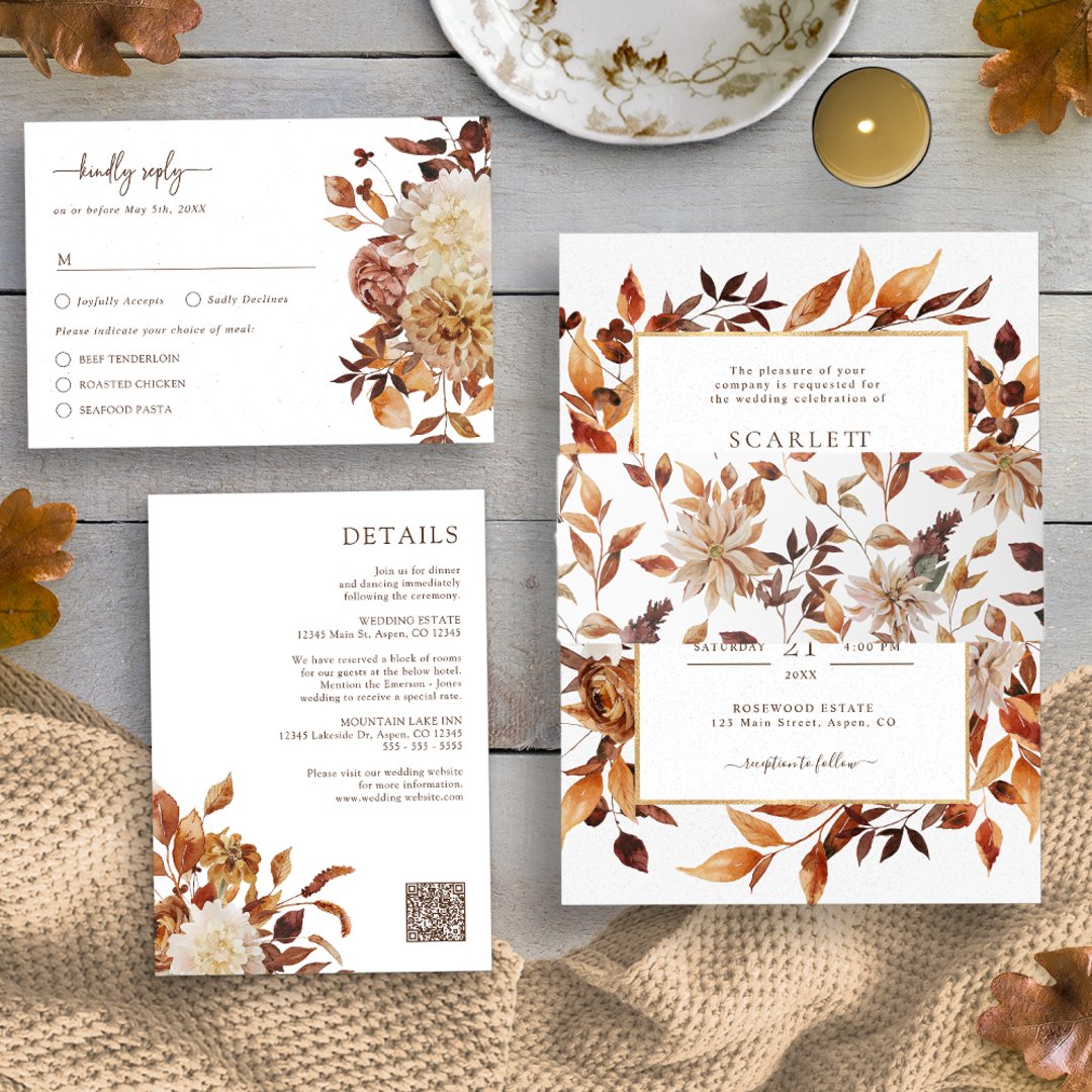 Fall Wedding All In One Invitation | Zazzle