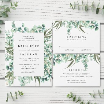 Rustic Greenery Eucalyptus Modern Calendar Save The Date | Zazzle