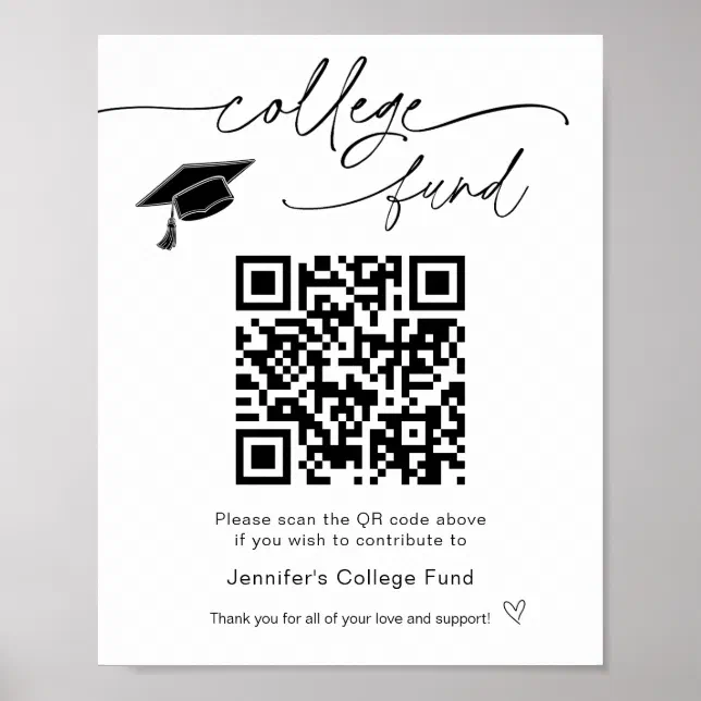 College Fund QR Code Sign | Zazzle